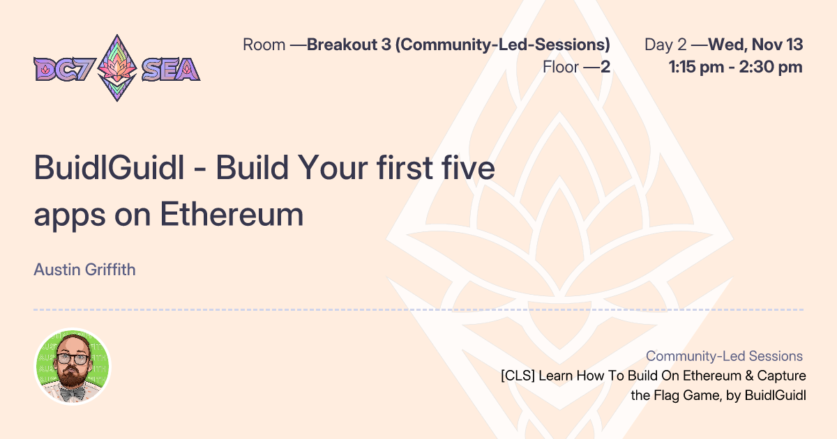 BuidlGuidl - Build Your first five apps on Ethereum @ Devcon SEA