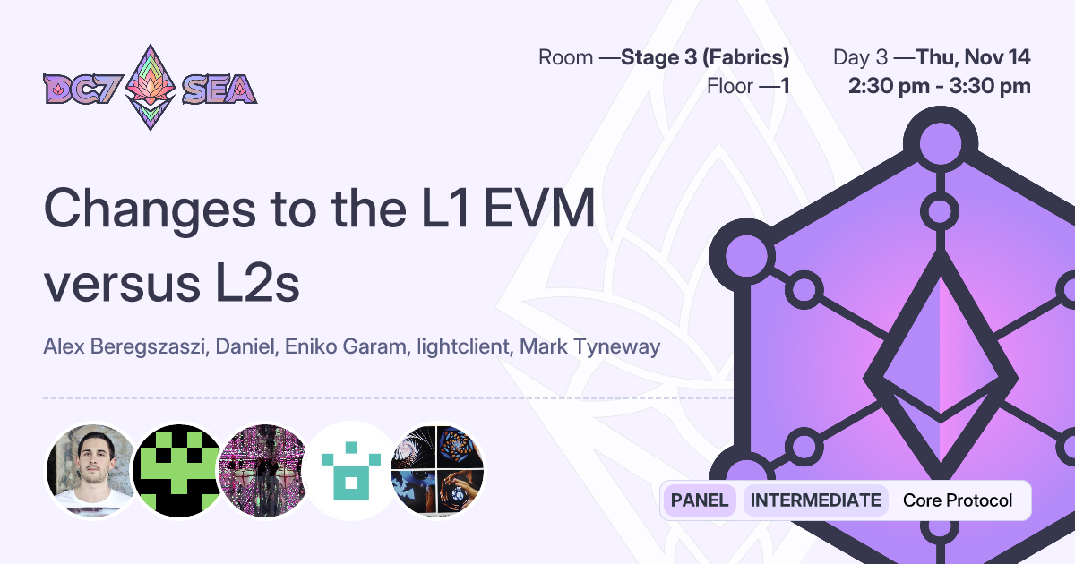 Changes to the L1 EVM versus L2s @ Devcon SEA