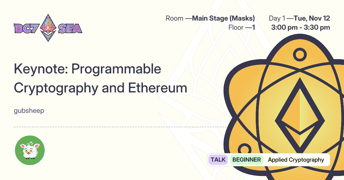 Keynote: Programmable Cryptography and Ethereum @ Devcon SEA