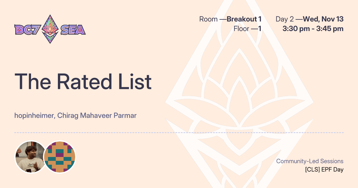 The Rated List @ Devcon SEA