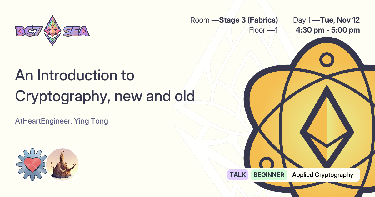 An Introduction to Cryptography, new and old @ Devcon SEA